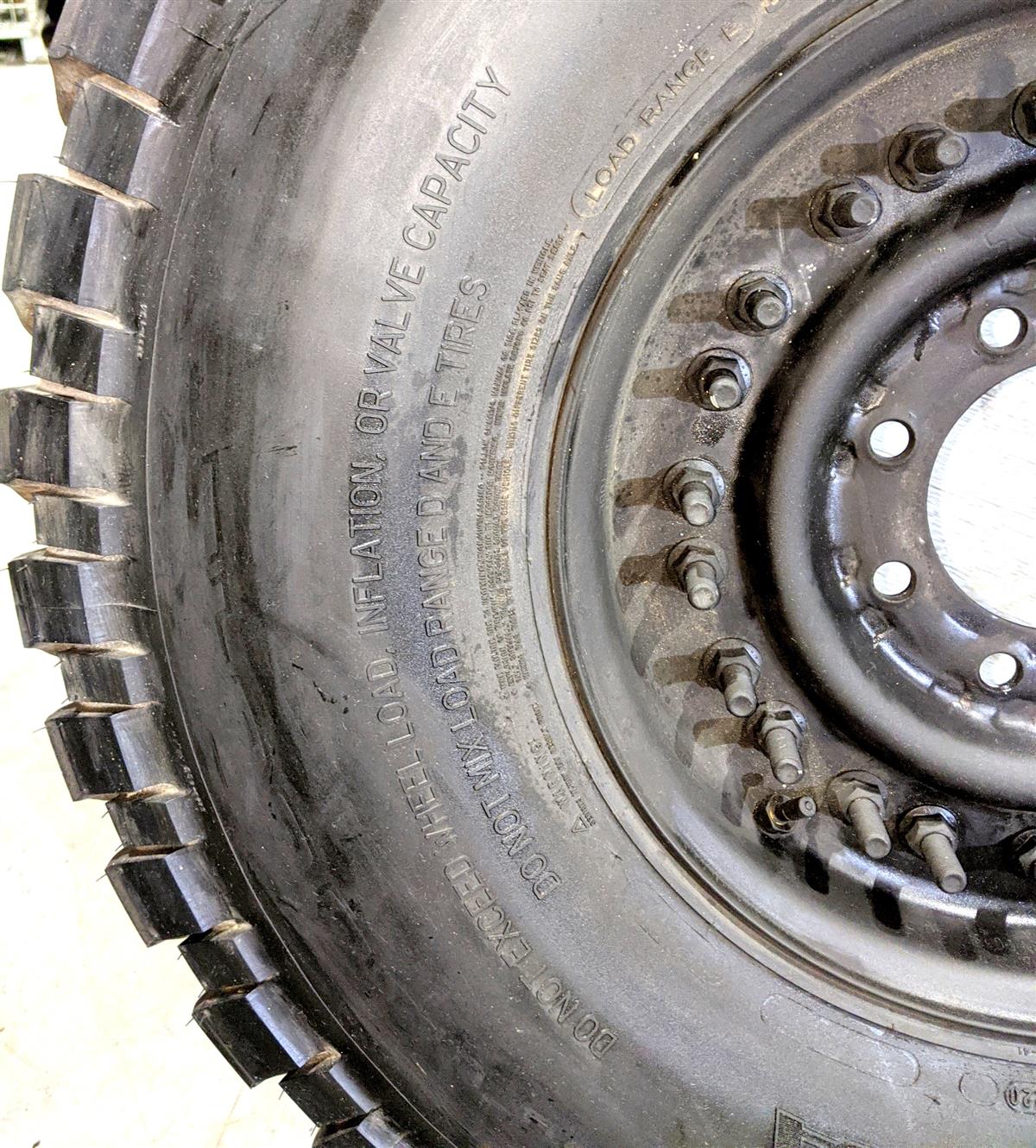 BF Goodrich Baja T/A 37X12.50R16.5LT Radial Tire Mounted on 24 Bolt Rim 100% Tread HMMWV